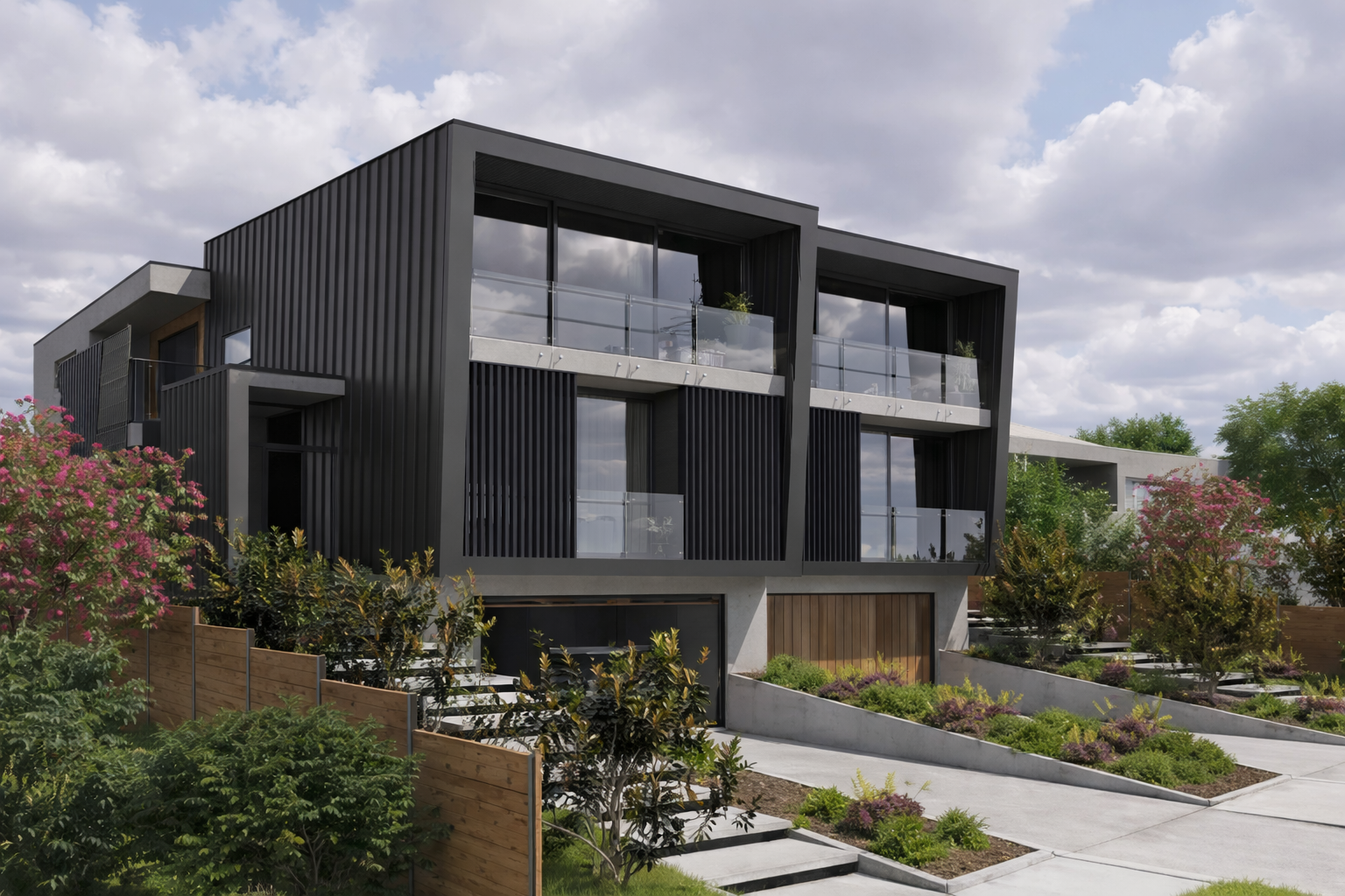 Black Interior-Exterior Timber Tube Composite Wood Slat Privacy Divide ...