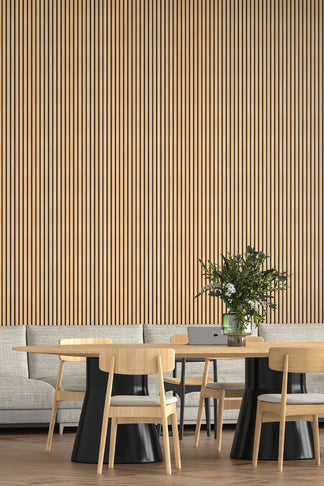 Maple With Black Accents With Black Accents Wood Slat Panels for Walls ...