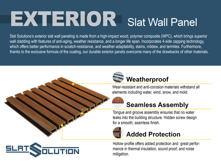 Dark Brown With Black Accents Exterior Slat Wall Paneling, Cladding, S ...