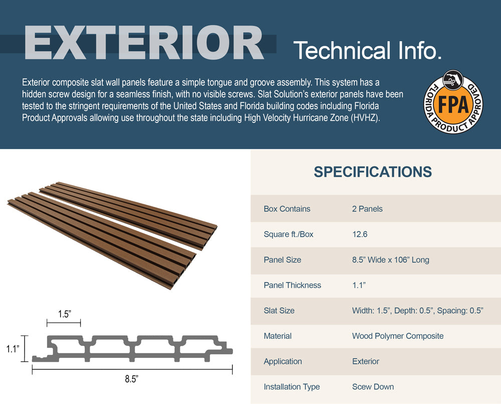 Teak Embossed Wood-Effect Exterior Slat Wall Paneling for Outdoors ...