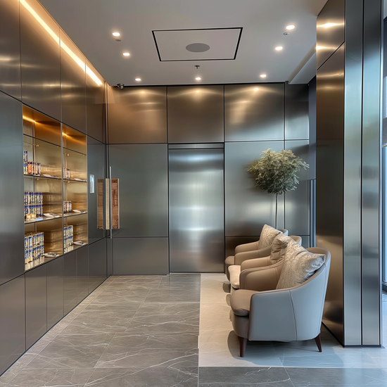 Brushed Stainless Steel Effect Interior Metal Wall Panels ...